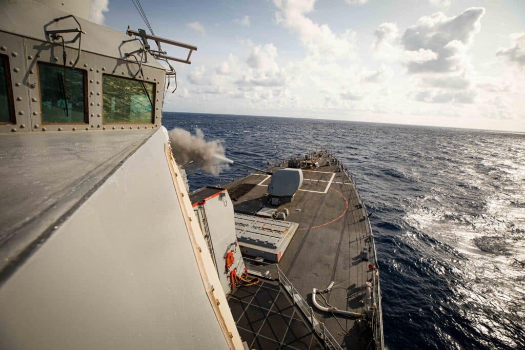 US Navy Destroyer Deploys CIWS to Neutralize Incoming Houthi Missile ...